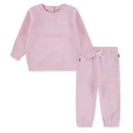 Levi's Neugeborenen-Geschenkset LEVI'S KIDS "LVN HOODIE,JOGGER SET", Jungen, Gr. 3M (62), rosa (crystal rose), angeraute Sweatware, Obermaterial: 60% Baumwolle, 40% Polyester, KOB Set-Artikel, mit kleiner Label-Applikation- Stickerei