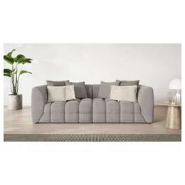 Big-Sofa s.Oliver "COBBO 3-Sitzer Design-Sofa Bubble-Optik, Ma&szlig;e B/T/H: 259/126/104 cm", beige (taupe), B:259cm H:104cm T:126cm, 100% Polyester, Sofas, Big-Sofa, mit vielen Kissen, moderne Steppung und hoher Sitzkomfort