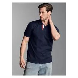 Poloshirt TRIGEMA "TRIGEMA Poloshirt mit dreifarbiger Knopfleiste", Herren, Gr. 4XL, navy, Piqu&eacute;, 100% Baumwolle, Basic, ohne Ausschnitt, Shirts
