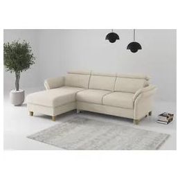 Ecksofa Home Affaire "Glendale, L-Form", creme, B:253cm H:84cm T:166cm, 95% Polyester, 5% Polyamid, Sofas, Ecksofa, inkl. Kopfteilverstellung, wahlweise mit Vorziehsitz und Bettkasten