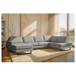 Wohnlandschaft Home Affaire "Pinto, 350 cm, U-Form, XXL, mit Ottomanen", silber grau, B:350cm H:85cm T:206cm, 100% Polyester, Sofas, Wohnlandschaft, Cord, Chenille, Lederoptik, mit Keder, Metallf&uuml;&szlig;e, Wellenunterfederung