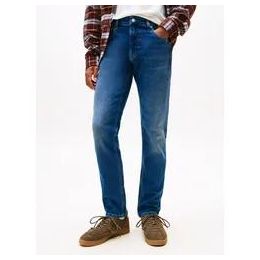 Tommy Hilfiger Gerade Jeans TOMMY JEANS "Scanton Slim", Herren, Gr. 36, L&auml;nge 34, blau (denim schwarz), Denim/Jeans, Obermaterial: 98% Baumwolle, 2% Elasthan, slim fit lang, Jeans, Mit Markenlabel aus Leder hinten