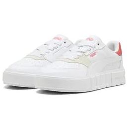 Sneaker Puma "Cali Court Match Sneakers Damen", Damen, Gr. 36, wei&szlig; peach frost rot, Obermaterial: Kuhleder, Synthetik. Futter: Textil. Innensohle: Textil. Laufsohle: Gummi, Schuhe Sneaker