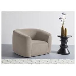 Sessel "LYZA Relaxsessel, Loungesessel, Ma&szlig;e B/T/H: 113/95/71 cm", beige (taupe), B:113cm H:71cm T:95cm, 100% Polyester, LeGer Home by Lena Gercke, Sessel, Sessel, organische Form, mit Wellenunterfederung, gem&uuml;tlich und modern