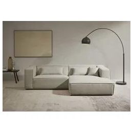 Ecksofa "PIARA mit Kedernaht, Cord, Leinenoptik o. Strukturstoff, Couch, L-Form", greige, B:267cm H:66cm T:167cm, 100% Polyester, LeGer Home by Lena Gercke, Sofas, Ecksofa, wahlweise Ottomane rechts/links, schwarze F&uuml;&szlig;e, bequemer Sitzkomfort