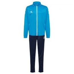 Trainingsanzug Hummel "HMLLOGO SUIT KIDS", Jungen, Gr. 140, blau (diva blau, marine), Stoff, Obermaterial: 100% Polyester, Sportanz&uuml;ge Trainingsanzug, f&uuml;r Kinder und Jugendliche, zweiteiliges Set mit Jacke und Hose