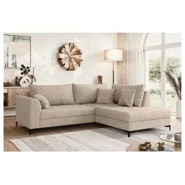 Ecksofa OTTO HOME "LEEVKE Design-Sofa mit Ottomane rechts/links bestellbar, Breite 232 cm", beige, B:232cm H:80cm T:190cm, 92% Polyester, 8% Nylon, Sofas, Ecksofa, in vielen modernen Farben erh&auml;ltlich, belastbar bis 480 kg