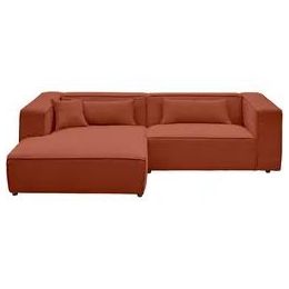 Ecksofa "PIARA mit Kedernaht, Cord, Leinenoptik o. Strukturstoff, Couch, L-Form", kupfer, B:267cm H:66cm T:167cm, 100% Polyester, LeGer Home by Lena Gercke, Sofas, Ecksofa, wahlweise Ottomane rechts/links, schwarze F&uuml;&szlig;e, bequemer Sitzkomfort