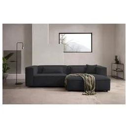 Ecksofa "PIARA mit Kedernaht, Cord, Leinenoptik o. Strukturstoff, Couch, L-Form", anthrazit, B:267cm H:66cm T:167cm, 100% Polyester, LeGer Home by Lena Gercke, Sofas, Ecksofa, wahlweise Ottomane rechts/links, schwarze F&uuml;&szlig;e, bequemer Sitzkomfort