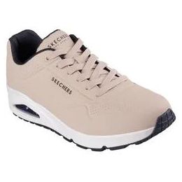Sneaker Skechers "Uno - Stand on Air", Damen, Gr. 42, beige (natur), Lederimitat, Schuhe Sneaker, Freizeitschuh, Halbschuh, Schn&uuml;rschuh mit Air-Cooled Memory Foam