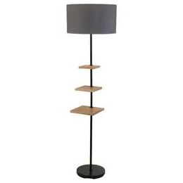 Searchlight Stehlampe "x Norfolk Shelf Floor Lamp", schwarz (helles holz, wei&szlig;, grau und schwarz), 1, &Oslash; 45cm H: 145cm, 1 Stk., Leuchten, Stehlampe