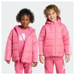 Winterjacke Adidas SPORTSWEAR "ESSENTIALS 3-STREIFEN GEF&Uuml;TTERTE", Kinder, Gr. 116, wei&szlig; (pink fusion, wei&szlig;), Obermaterial: 100% Polyester, Jacken Winterjacke, f&uuml;r Kinder, mit Rei&szlig;verschluss, leichtes Material