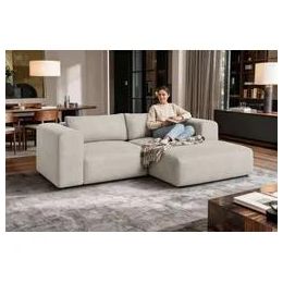 Ecksofa OTTO HOME "TIARRA Design-Sofa mit Ottomane recht/links bestellbar, Breite 241 cm", hellbeige, B:241cm H:76cm T:168cm, 100% Polyester, Sofas, Ecksofa, L-Form mit hochelastischer Schaum und Wellenunterfederung