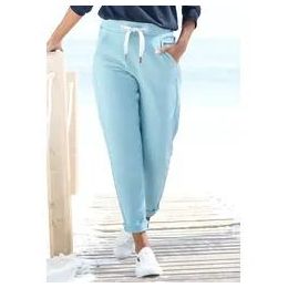 Sweathose ELBSAND "Brinja", Damen, Gr. M (38), N-Gr, aquamarine, Sweatware, Obermaterial: 95% Baumwolle, 5% Elasthan, unifarben, figurumspielend lang, Hosen Sweathose, mit Taschen und breiten Kordeln, Jogginghose, l&auml;ssige Passform, Topseller