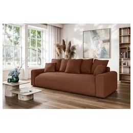 Big-Sofa Home Affaire "LAKESIDE klein 3-Sitzer Schlafsofa mit Bettkasten, Breite 238 cm", ziegelrot, B:238cm H:85cm T:98cm, 100% Polyester, Sofas, Big-Sofa, Liegefl&auml;che 149x195 cm, hoher Sitzkomfort, Ma&szlig;e B/T/H: 238/98/85cm