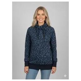 Sweatshirt Ragwear "NESKA LEO O", Damen, Gr. XXL, blau (navy), Sweatware, Obermaterial: 70% Baumwolle, 30% Polyester, bedruckt, gemustert, figurbetont normal, asymmetrischer Ausschnitt, Rippb&uuml;ndchen, Sweatshirts Sweatshirt