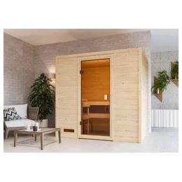 Sauna Karibu "Sunie" mit bronzierter T&uuml;r, naturbelassen", beige (naturbelassen), ohne Ofen, ohne Steuerung, (ohne Ofen), Saunen, aus hochwertiger nordischer Fichte