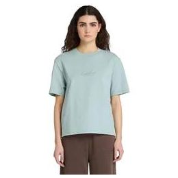 T-Shirt Timberland "LUSH Comfort Short-Sleeve Tee", Damen, Gr. S, silber (silber blau), Obermaterial: 100% Baumwolle, Shirts T-Shirt