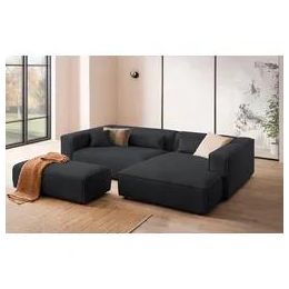 Ecksofa "PIARA XXL, L-Form, Schlaffunktion, Cord, Leinenoptik o. Strukturstoff", anthrazit, B:288cm H:66cm T:198cm, 100% Polyester, LeGer Home by Lena Gercke, Sofas, Ecksofa, Hocker stellbar zum Schlafsofa (Krokodilverbinder), tiefe Sitzfl&auml;che