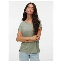 V&eacute;ro Moda Rundhalsshirt VERO MODA "VMAVA PLAIN SS TOP GAJRS NOOS", Damen, Gr. M, gr&uuml;n (seagrass), Jersey, Obermaterial: 95% Lyocell, 5% Elasthan, unifarben, regular fit normal, Rundhals, Shirts Rundhalsshirt, Materialmix, regular fit