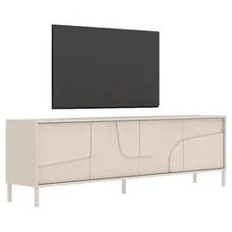 Lowboard OTTO HOME "Stone, 205 cm breit, 4 T&uuml;ren, TV-Schrank, TV-Kommode, Medienboard", cashmere, fronten in 3d, design, B:205cm H:62cm T:40cm, FSC-zertifizierter Holzwerkstoff, Sideboards, Lowboard, 3D-Design, Push-to-open, Innenraum gro&szlig;z&uuml;gig, F&uuml;&szlig;e 14/2 cm w&auml;hlbar