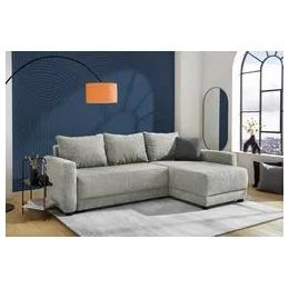 Jockenh&ouml;fer Ecksofa JOCKENH&Ouml;FER GRUPPE "Venezia, inklusive Bettfunktion und Bettkasten", grau, grau, schwarz, B:234cm T:154cm, Korpus: 100% Polyester;Kissen: 100% Polyester, Sofas, Ecksofa, Ottomane links oder rechts montierbar, inkl. R&uuml;cken- und Zierkissen
