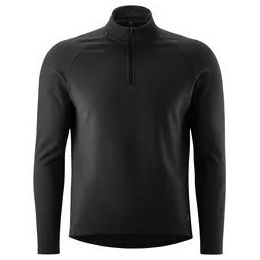 Radtrikot Gonso "Essential Jersey Longsleeve Therm M", Herren, Gr. M, schwarz, 96% Polyester, 4% Elasthan, Rundhals, Trikots, Herren Radtrikot half-zip, langarm Trikot, Semi Fit