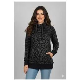 Sweatshirt Ragwear "NESKA LEO O", Damen, Gr. XS, schwarz, Sweatware, Obermaterial: 70% Baumwolle, 30% Polyester, bedruckt, gemustert, figurbetont normal, asymmetrischer Ausschnitt, Rippb&uuml;ndchen, Sweatshirts Sweatshirt
