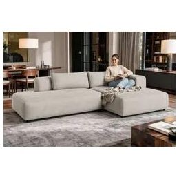 Ecksofa OTTO HOME "TIARRA Design-Sofa mit Ottomane recht/links bestellbar, Breite 287 cm", hellbeige, B:287cm H:76cm T:168cm, 100% Polyester, Sofas, Ecksofa, L-Form mit hochelastischer Schaum und Wellenunterfederung