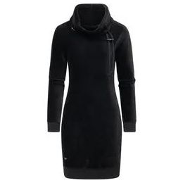 Sweatkleid Ragwear "Chloe Velvet", Damen, Gr. S (36), Normalgr&ouml;&szlig;en, schwarz, Samt, Material: 62% Baumwolle, 35% Polyester, 3% Elasthan, tailliert ca. Mitte Oberschenkel, hoch geschlossener Ausschnitt, &Auml;rmel ohne &Auml;rmelschlitz Rippstrickb&uuml;ndchen, Kleider Sweatkleid, stylisches Langarmkleid in Samtoptik