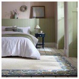 Teppich FLAIR RUGS "MYLA FLORAL FRAME", blau, B:120cm H:8mm L:170cm, Baumwolle, Wolle, Teppiche, Teppich, mit floralem Rahmen