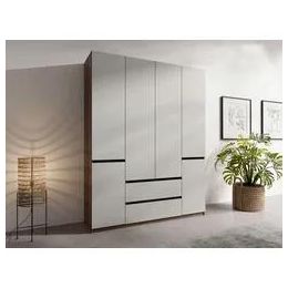 Kleiderschrank Home Affaire "GERMO mit 1 Einlegeb&ouml;de, 2 Schubladen, 1 Kleiderstange, 90/51/230cm", nussbaum, grau, B:180cm H:230,5cm T:51,4cm, Melamin, Schr&auml;nke, Kleiderschrank, Garderobe mit 6 Dreht&uuml;ren, W&auml;scheschrank mit viel Stauraum