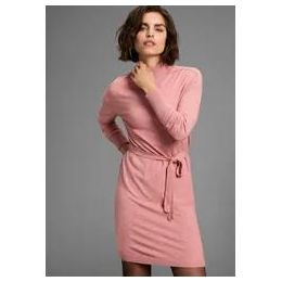 Strickkleid Laura Scott, Damen, Gr. 36, N-Gr, rosa (rose, melange), Strick, Obermaterial: 50% Viskose, 26% Polyamid, 24% Polyester, unifarben, Basic, oversize mini, hoch geschlossener Ausschnitt, Kleider Strickkleid, mit Bindeg&uuml;rtel und Stehkragen - NEUE KOLLEKTION