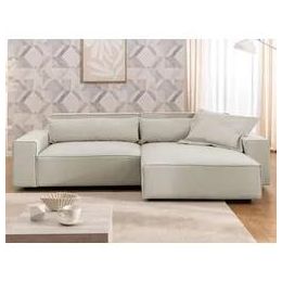 Ecksofa OTTO HOME "KINLEE Design-Sofa mit Recamiere rechts/links, Ma&szlig;e B/T/H 251/144/70cm", hellbeige, B:251cm H:70cm T:144,5cm, 100% Polyester, Sofas, Ecksofa, L-Form mit Wellenunterfederung, ohne Bettfunktion, modern und beguem