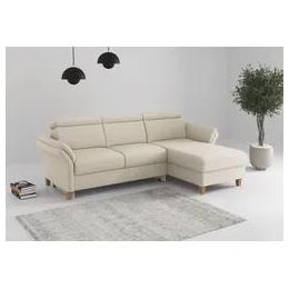 Ecksofa Home Affaire "Glendale, L-Form", creme, B:253cm H:84cm T:166cm, 95% Polyester, 5% Polyamid, Sofas, Ecksofa, inkl. Kopfteilverstellung, wahlweise mit Vorziehsitz und Bettkasten