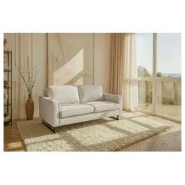 2-Sitzer Home Affaire "Pinto, 166 cm, Cord, Chenille, Lederoptik", creme, B:166cm H:85cm T:97cm, 100% Polyester, Sofas, mit Keder, schwarze Metallf&uuml;&szlig;e, Wellenunterfederung