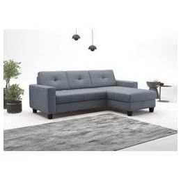 Ecksofa Home Affaire "Varese", blau (graublau), B:239cm H:91cm T:164cm, Sofas, Ecksofa, wahlweise mit Bettfunktion und Bettkasten