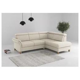 Ecksofa Home Affaire "Glendale, L-Form", creme, B:247cm H:84cm T:193cm, 95% Polyester, 5% Polyamid, Sofas, Ecksofa, inkl. Kopfteilverstellung, wahlweise mit Vorziehsitz und Bettkasten