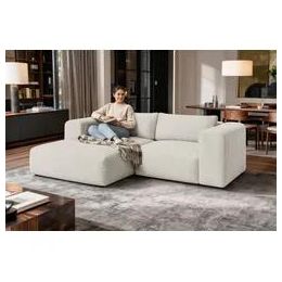 Ecksofa OTTO HOME "TIARRA Design-Sofa mit Ottomane recht/links bestellbar, Breite 241 cm", creme, B:241cm H:76cm T:168cm, 100% Polyester, Sofas, Ecksofa, L-Form mit hochelastischer Schaum und Wellenunterfederung