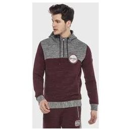 Cipo & Baxx Kapuzensweatshirt CIPO & BAXX "Sweatshirts", Herren, Gr. S, burgundy, grau, 95% Polyester, 5% Elasthan, mehrfarbig, regular fit normal, Raglan&auml;rmel, Sweatshirts, mit Zipper und Konstrast-Look