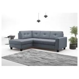 Ecksofa Home Affaire "Varese", blau (graublau), B:226cm H:91cm T:170cm, Sofas, Ecksofa, wahlweise mit Bettfunktion und Bettkasten