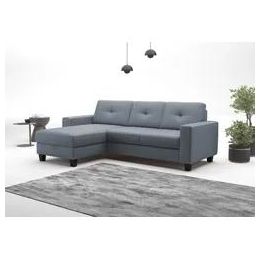 Ecksofa Home Affaire "Varese", blau (graublau), B:239cm H:91cm T:164cm, Sofas, Ecksofa, wahlweise mit Bettfunktion und Bettkasten