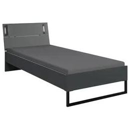 Futonbett wimex "Tilburg in verschiedenen Breiten erh&auml;ltlich, inkl. LED Beleuchtung", grafit, absetzung schwarz, grafit, absetzung schwarz, grafit, absetzung schwarz, B:98cm H:93cm L:210cm, Betten, Futonbett, Bett mit Metallkufe