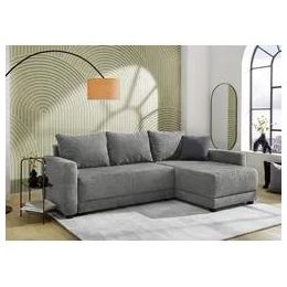 Jockenh&ouml;fer Ecksofa JOCKENH&Ouml;FER GRUPPE "Venezia, inklusive Bettfunktion und Bettkasten", grau, mittelgrau, schwarz, B:234cm T:154cm, Korpus: 100% Polyester;Kissen: 100% Polyester, Sofas, Ecksofa, Ottomane links oder rechts montierbar, inkl. R&uuml;cken- und Zierkissen