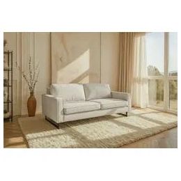 3-Sitzer Home Affaire "Pinto, 206 cm, Cord, Chenille, Lederoptik", creme, B:206cm H:85cm T:97cm, 100% Polyester, Sofas, mit Keder, schwarze Metallf&uuml;&szlig;e, Wellenunterfederung