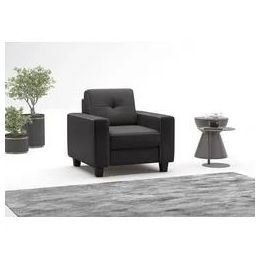 Sessel Home Affaire "Varese", schwarz, B:96cm H:91cm T:90cm, Sessel, Sessel, Kreuznaht in beige