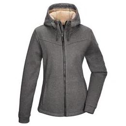Fleecejacke "GW 38 WMN KNTFLC JCKT", Damen, Gr. 48, grau (anthrazit), Oberseite: 100% Polyester;R&uuml;ckseite: 100% Polyester, G.I.G.A. DX BY KILLTEC, Jacken Fleecejacke, Strickfleecejacke mit Teddyfutter, verstellbarer Kapuze, Kinnschutz