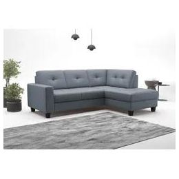Ecksofa Home Affaire "Varese", blau (graublau), B:226cm H:91cm T:170cm, Sofas, Ecksofa, wahlweise mit Bettfunktion und Bettkasten