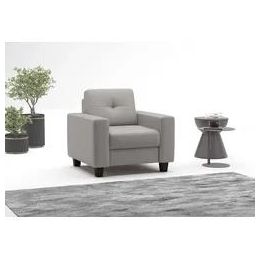 Sessel Home Affaire "Varese", grau (light grau), B:96cm H:91cm T:90cm, Sessel, Sessel, Kreuznaht in beige