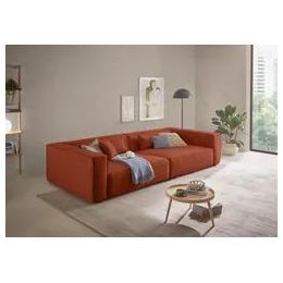 3-Sitzer "PIARA XXL, Sofa mit Kedernaht in Cord, Leinenoptik o. Strukturstoff", kupfer, B:316cm H:66cm T:136cm, 100% Polyester, LeGer Home by Lena Gercke, Sofas, schwarze F&uuml;&szlig;e, bequemer Sitzkomfort, extra tiefe Sitzfl&auml;che